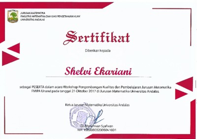 Sertifikat Lokakarya pengembangan pengajaran - Document Repository Universitas Andalas